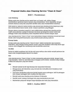 Contoh Proposal Usaha Jasa Cleaning Service (Download DOC / PDF)