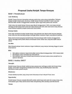 Contoh Proposal Usaha Keripik Tempe (Download DOC, PDF)