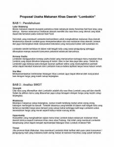 Contoh Proposal Usaha Makanan Khas Daerah (Download DOC / PDF)