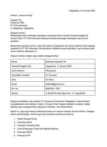 Contoh Surat Lamaran Kerja Apoteker (Download DOC)