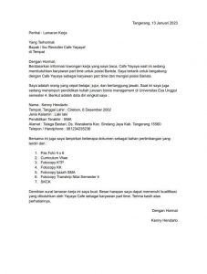 Contoh Lamaran Kerja Part Time (Download DOC)