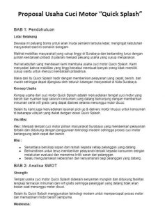 Contoh Proposal Usaha Cuci Motor (Download DOC)