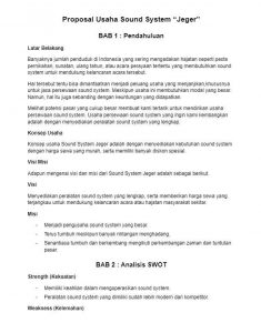 Contoh Proposal Usaha Sound System (Download DOC)